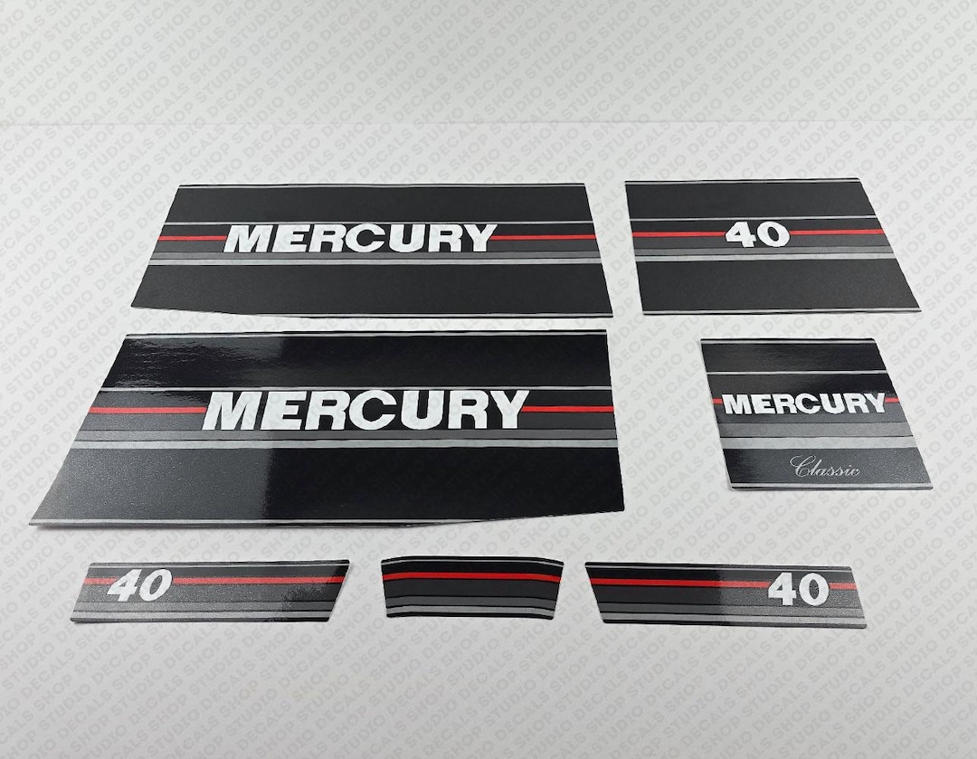 Mercury 40 HP Two Stroke Classic 1990-1991 Outboard Engine Decals ...