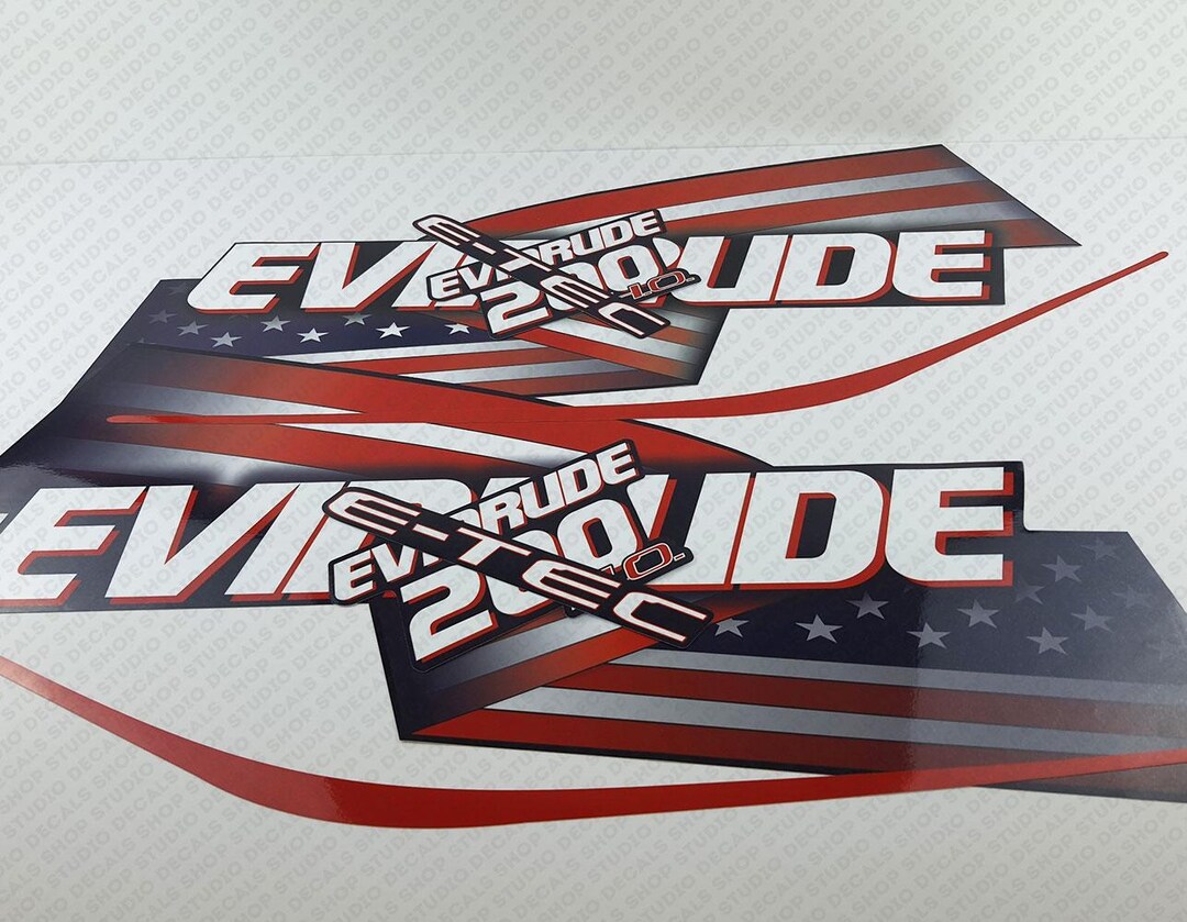 Evinrude 200HP E-tec High Output Outboard Engine Decals Sticker Set ...