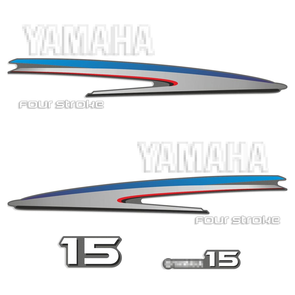 Yamaha 15 HP Four Stroke Outboard Engine Decals Sticker Set ...