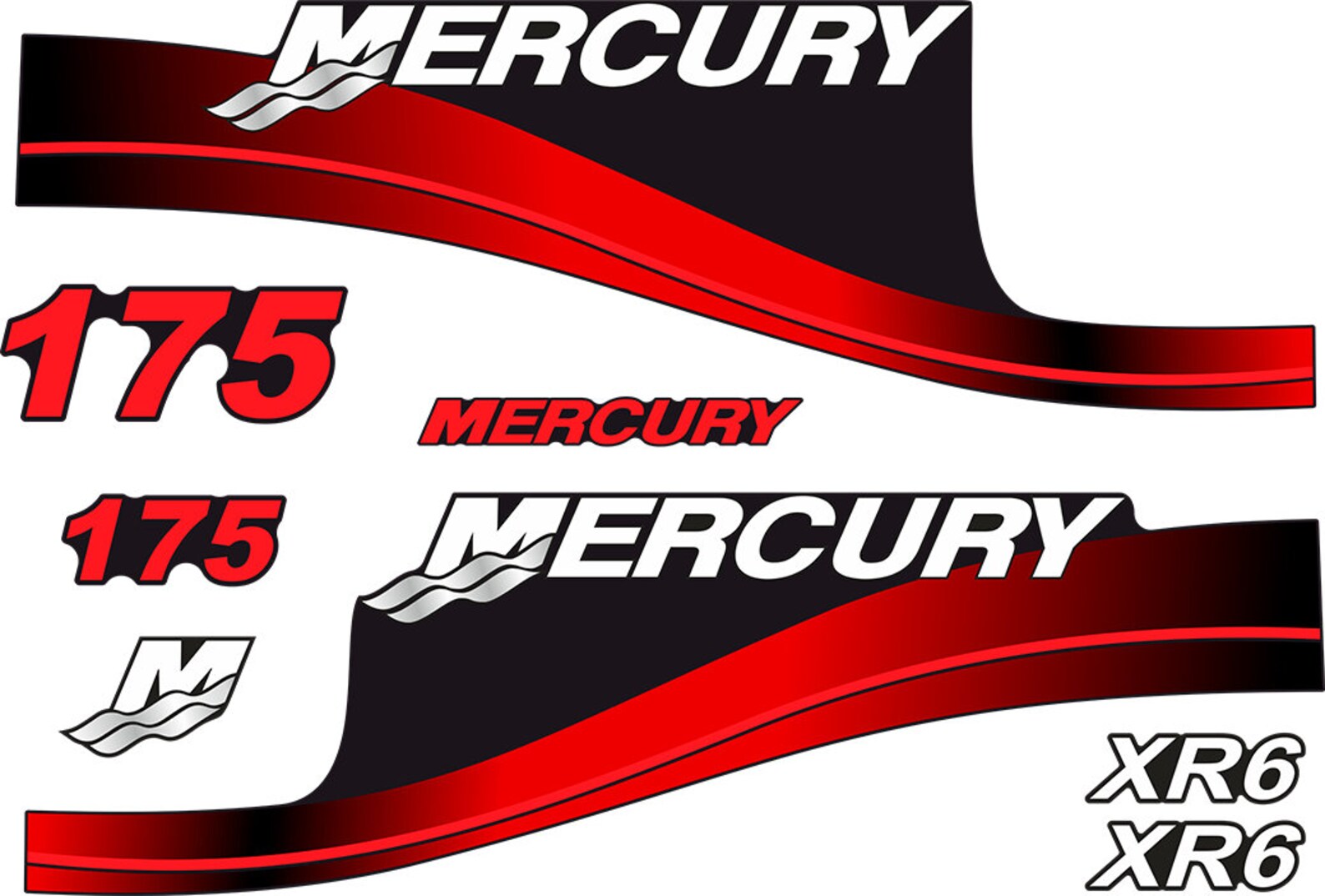 Mercury 175hp XR6 Outboard Engine Decals Sticker Set | Etsy