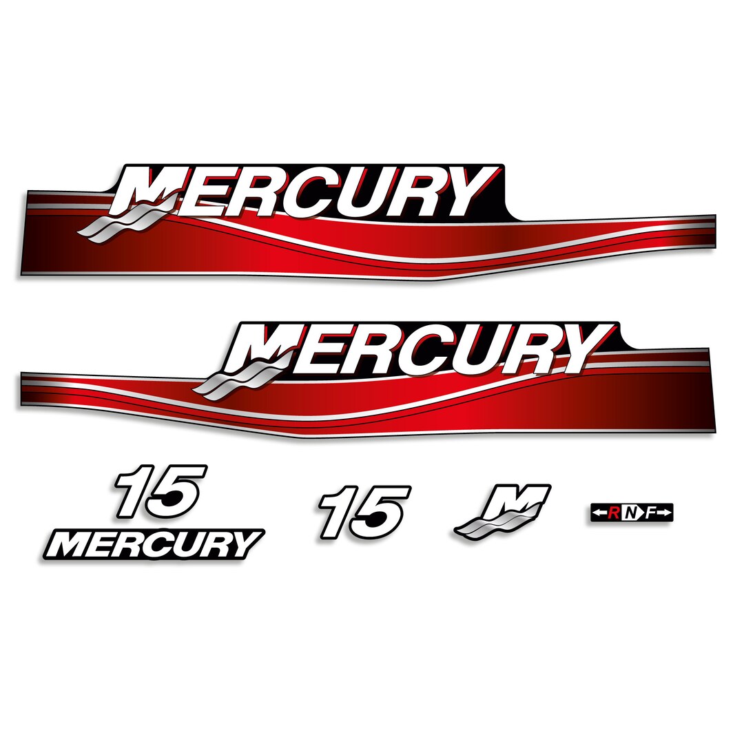 Mercury 15 HP Two Stroke 2005-2006 Outboard Engine Decals Sticker Set ...