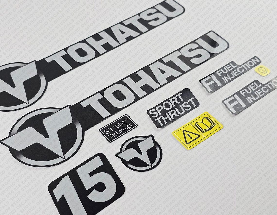 Tohatsu 15 HP Four Stroke Efi Outboard Engine Decals Sticker Set ...