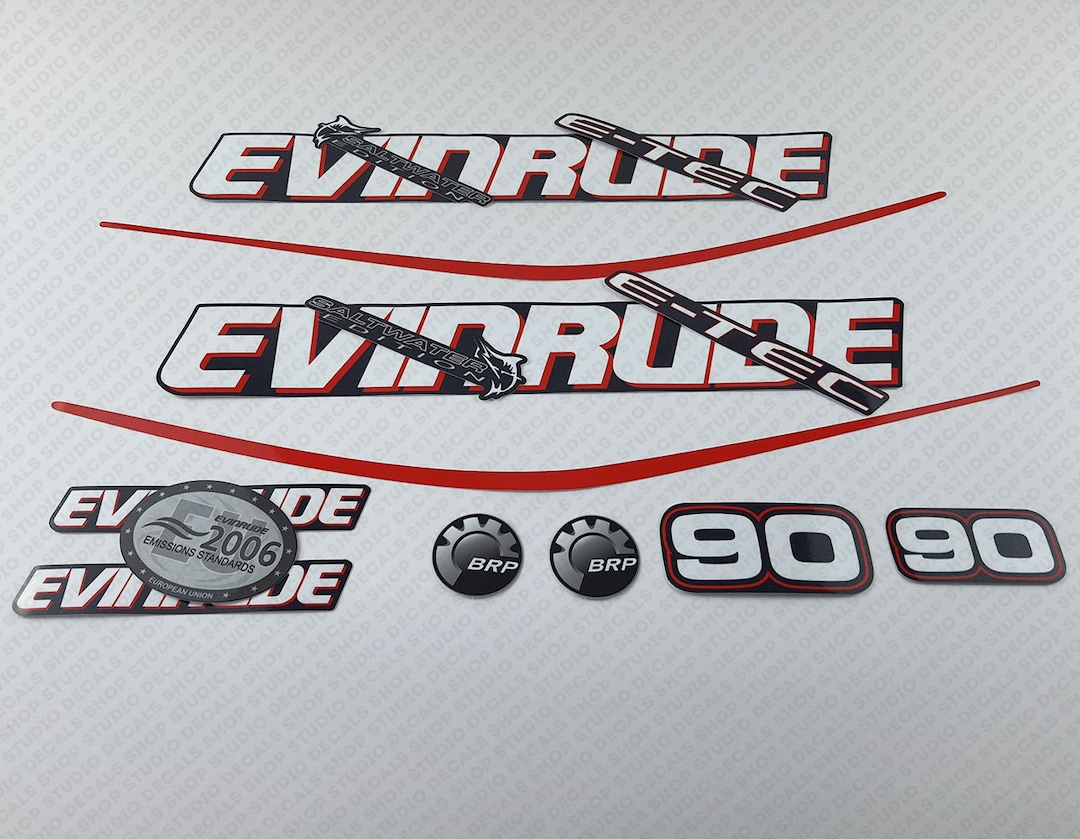 Evinrude 90HP E-tec Outboard Engine Decals Sticker Set Reproduction - Etsy