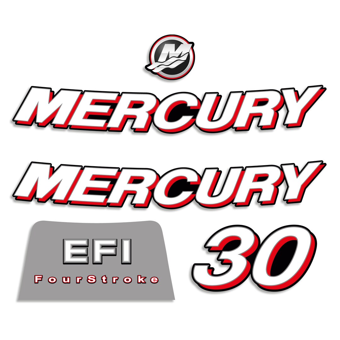 Mercury 30 HP Four Stroke EFI 2006-2012 Outboard Engine Decals Sticker ...