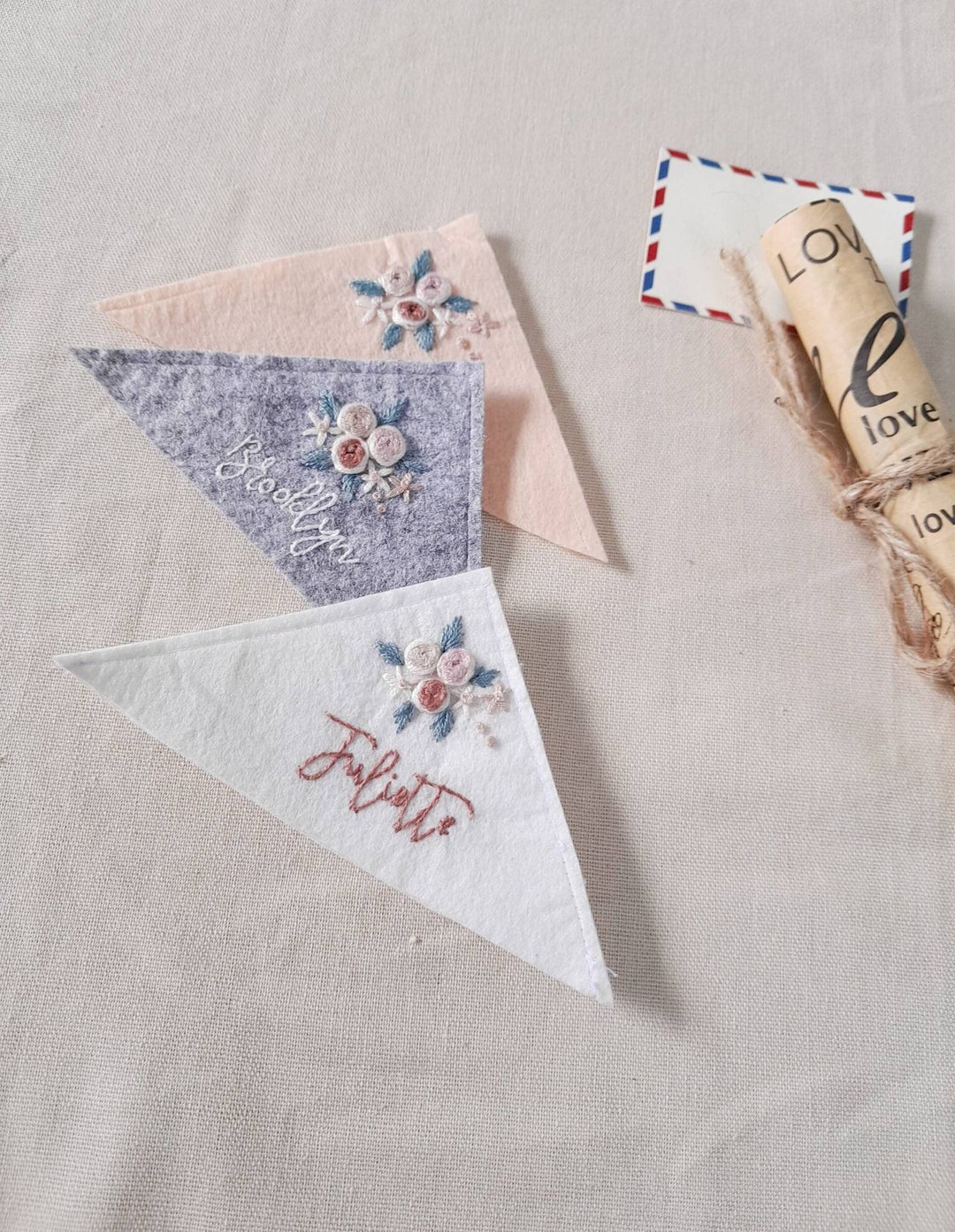 Personalized Hand Embroidered Corner Bookmark Felt Corner - Etsy