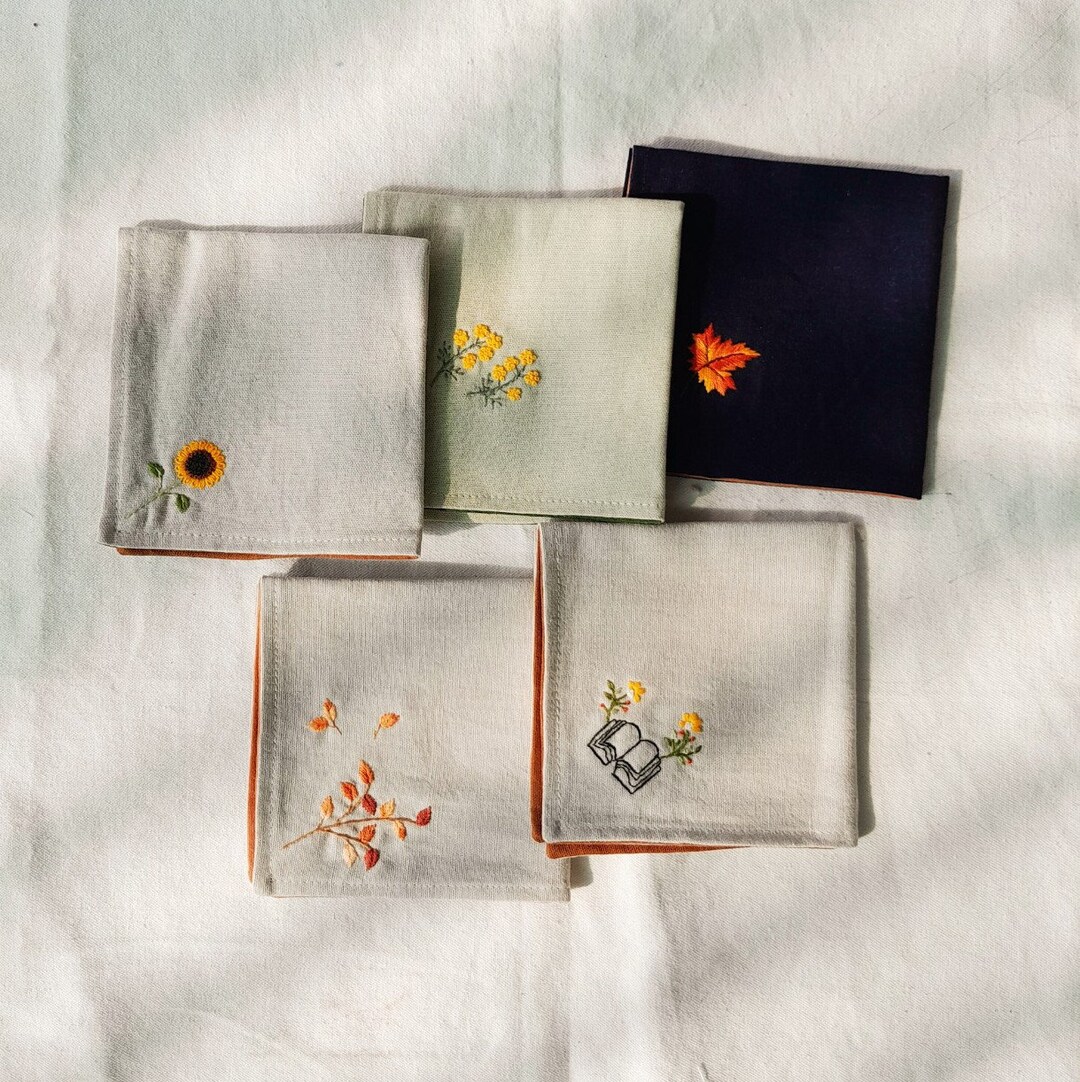 Custom Name Linen Embroidered Handkerchiefs, Personalized Linen ...