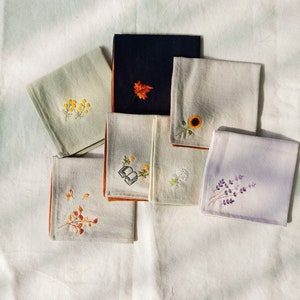 Custom Name Linen Embroidered Handkerchiefs, Personalized Linen ...