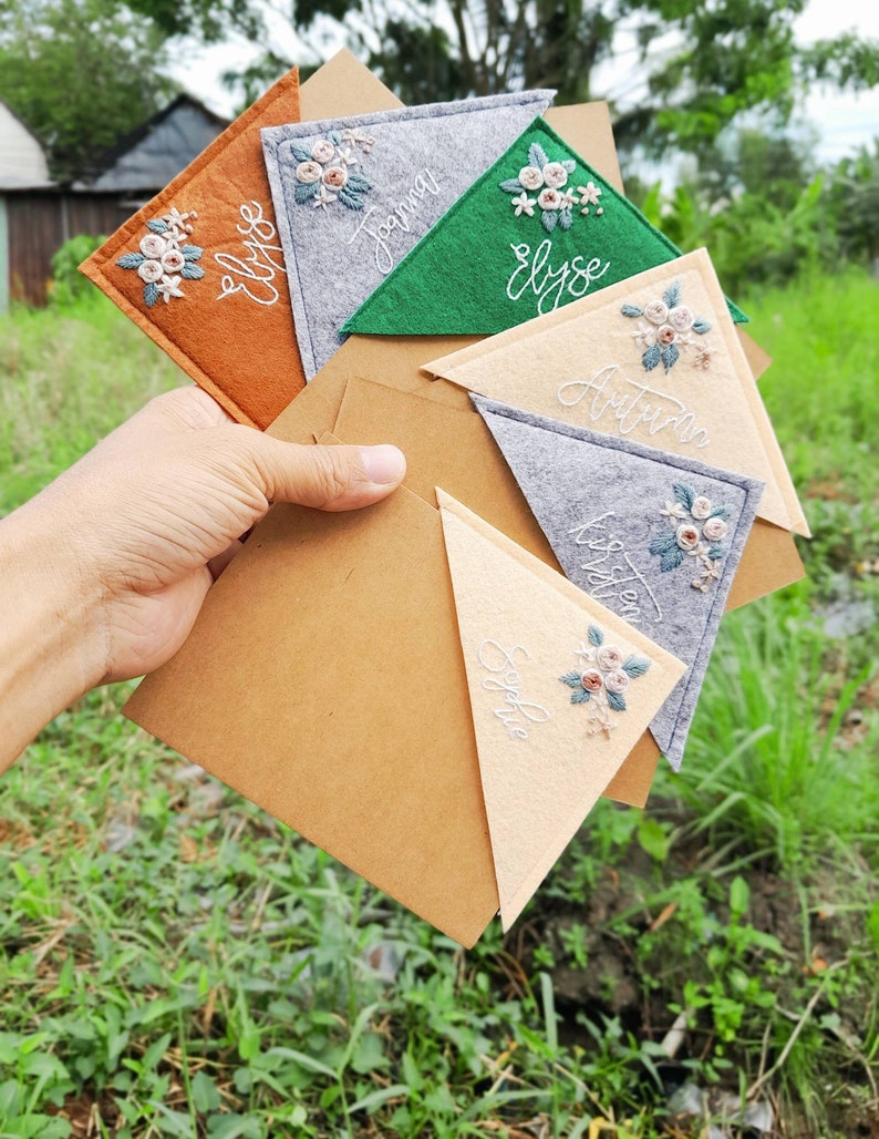 Personalized Hand Embroidered Corner Bookmark Felt Corner - Etsy