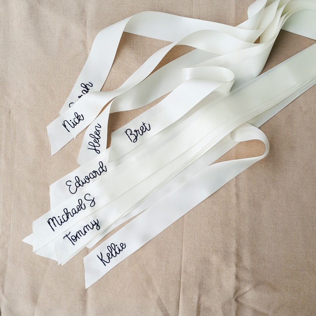 Custom Satin Sash Tape With Hand Embroidered Name, Name Ribbon 1 1/2 ...