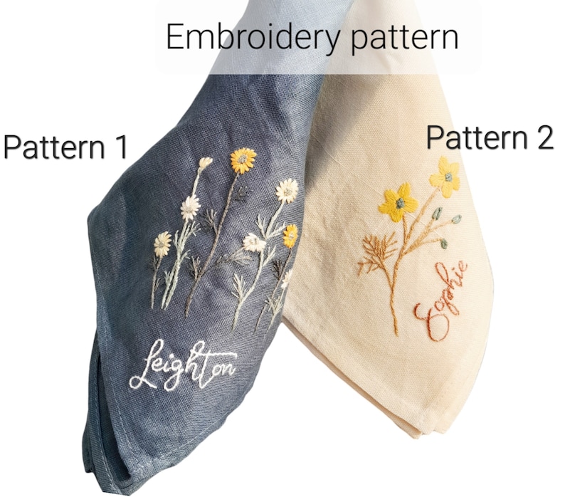 Custom Linen Handkerchief: Personalized Name, Wildflower Embroidery - Etsy