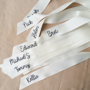 Custom Satin Sash Tape With Hand Embroidered Name, Name Ribbon 1 1/2 ...