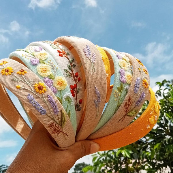 Embroidered Headband - Etsy