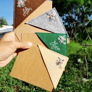 Personalized Hand Embroidered Corner Bookmark, Felt Corner Bookmark ...