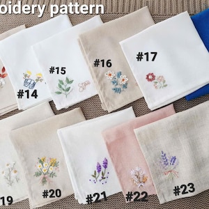 Custom Name Linen Handkerchief: Embroidered Wild Flower Gift - Etsy