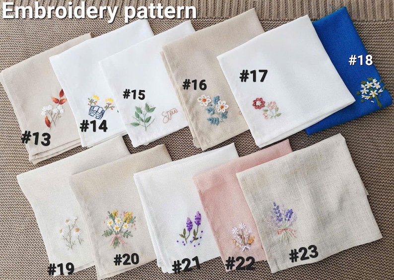 Custom Name Linen Handkerchief: Embroidered Wild Flower Gift - Etsy
