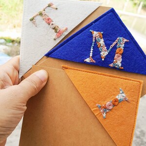 Handmade A-Z Letter Embrodery Felt Bookmark Corner, Personalized Hand ...