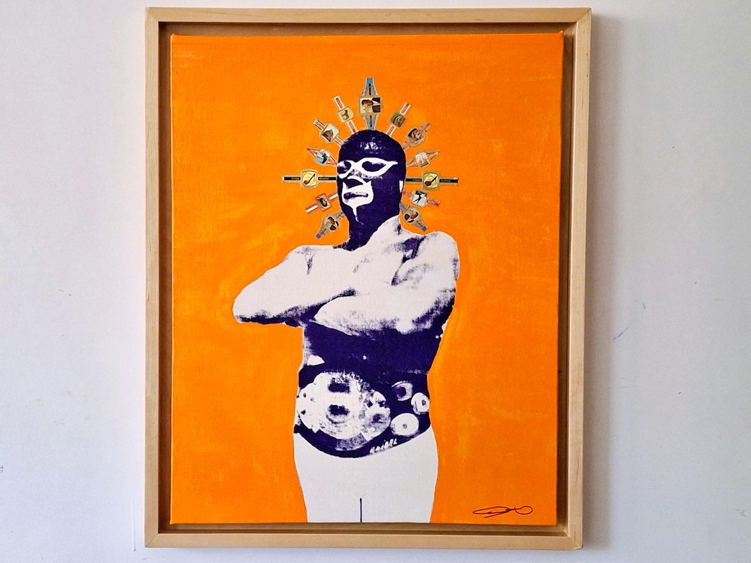 Lucha Libre Saint Icon – Original Mexican Pop Art Painting, Masked ...