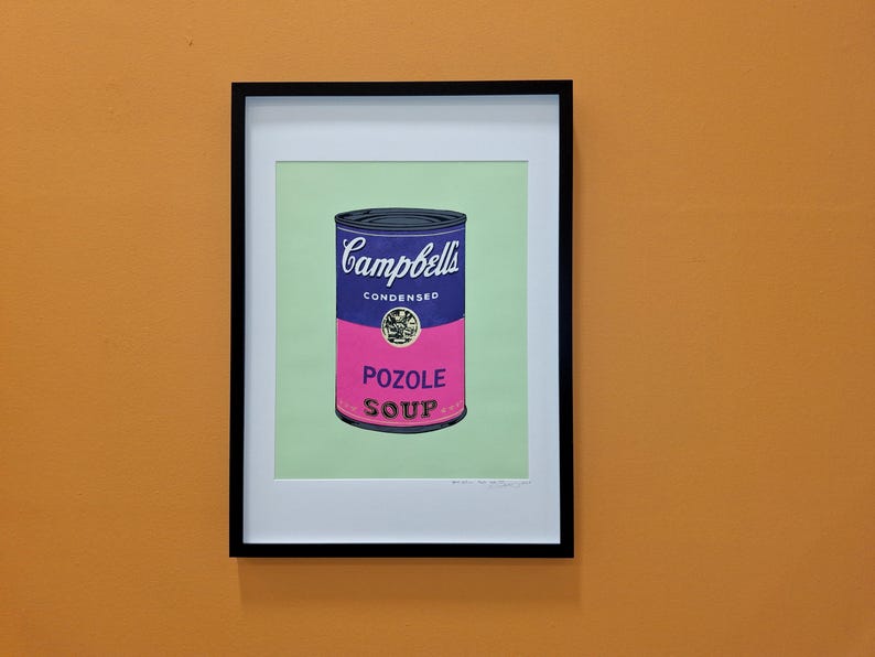 Set of 4 Mexican Pop Art Soup Cans – Warhol Style Silkscreen Prints ...