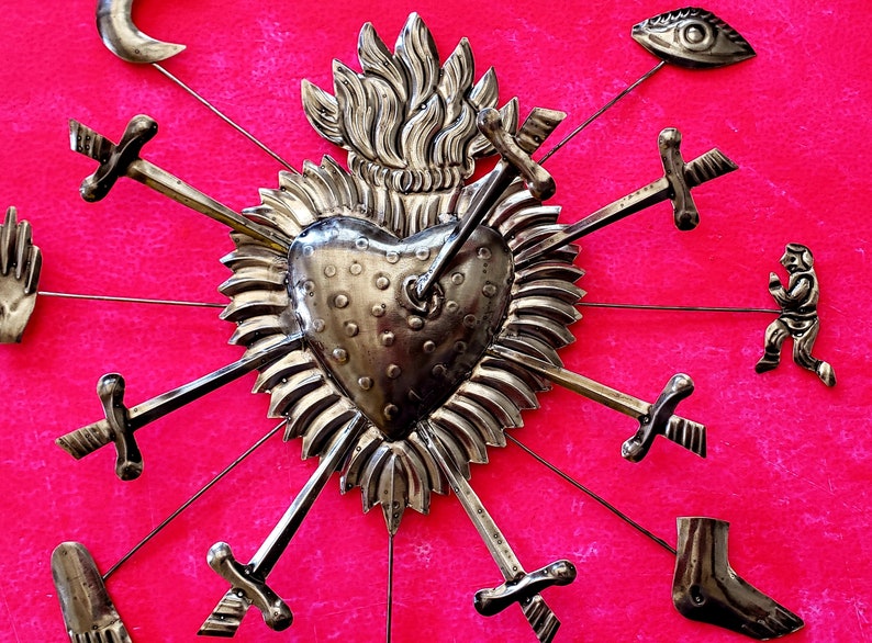 Amazing Sacred Heart Punched Tin Mexican Handmade Folk Art | Etsy