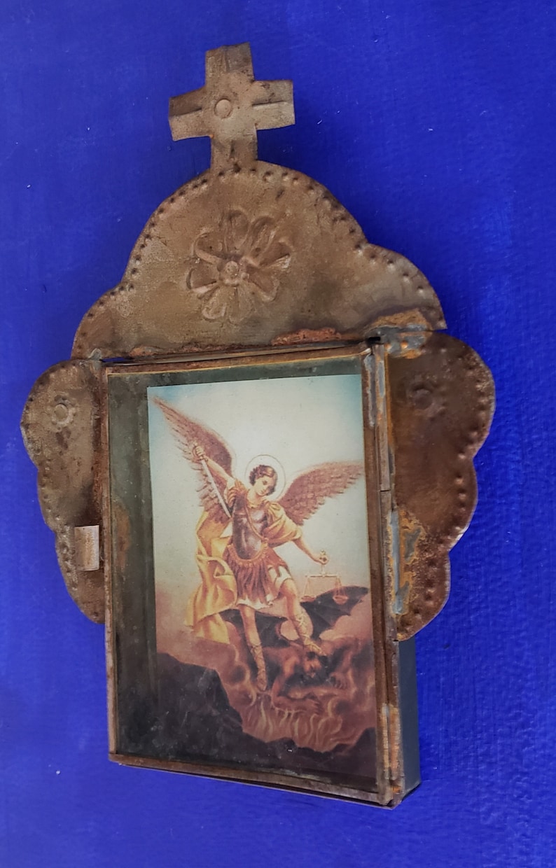 Rustic Mexican Tin Nicho Archangel Angel Miguel Wall Hanging - Etsy