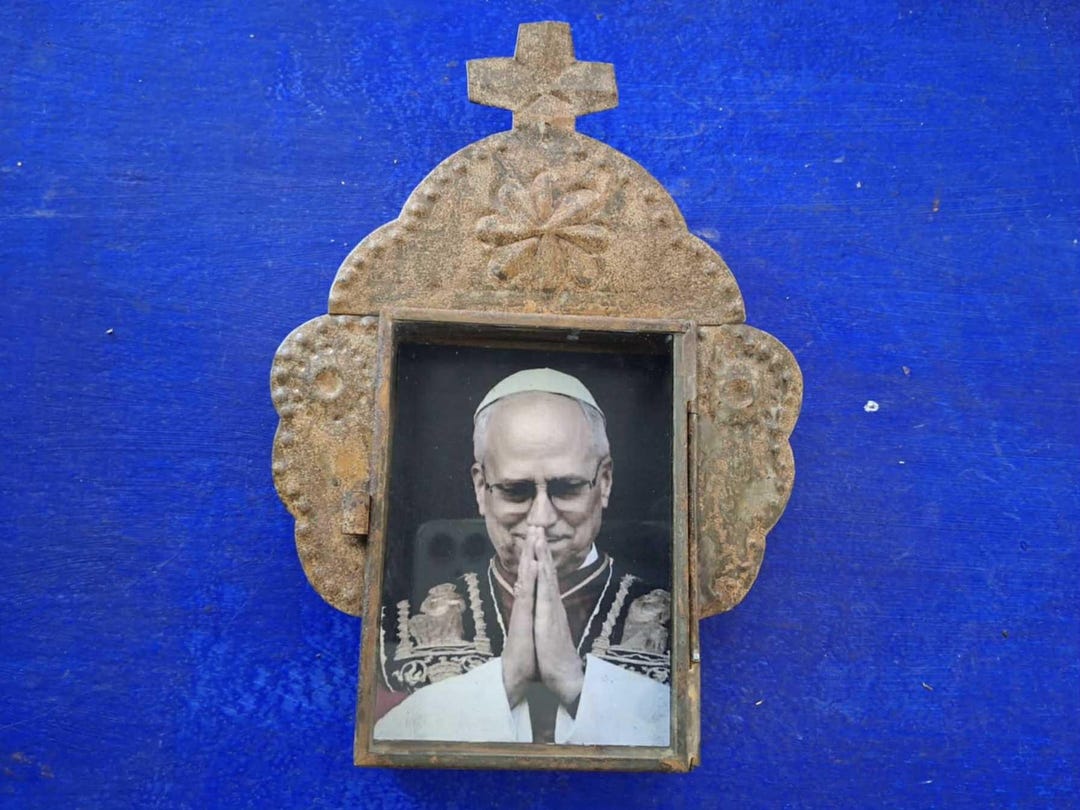 Rustic Mexican Tin Nicho Wall Shrine – Pope Leo XIV Folk Art – Catholic ...