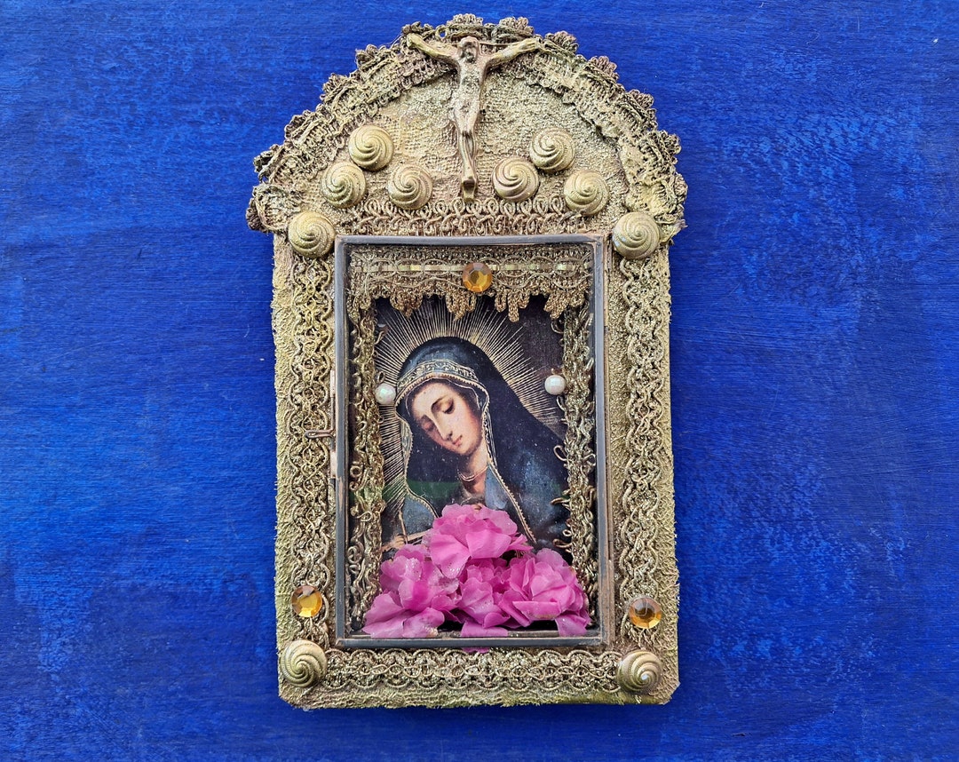 Our Lady of Sorrows Mater Dolorosa Nicho Shrine Wall Hanging Nicho Folk ...