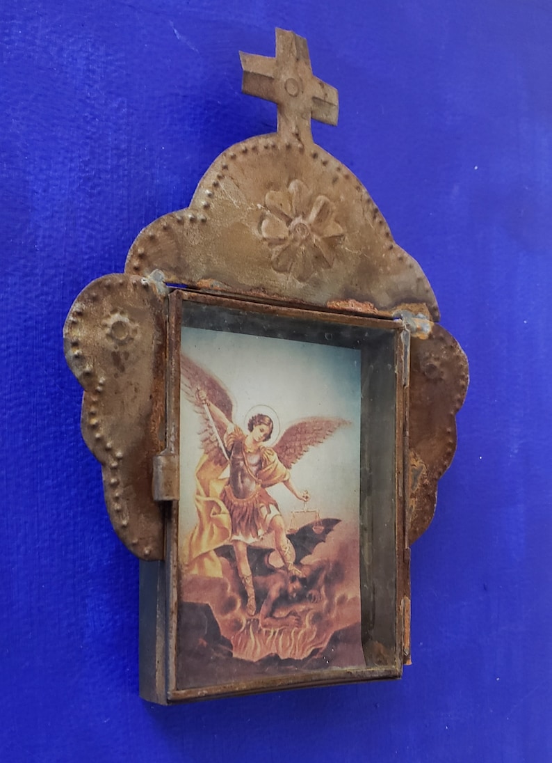 Rustic Mexican Tin Nicho Archangel Angel Miguel Wall Hanging - Etsy