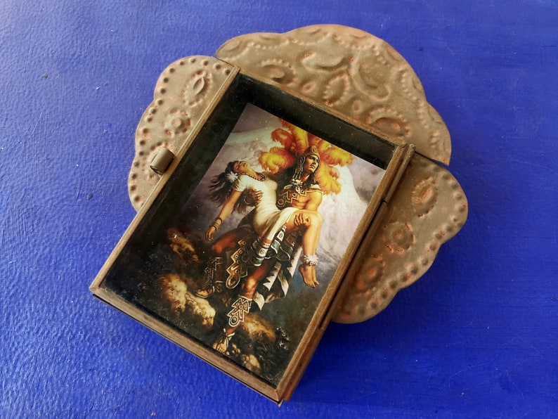 Rustic Mexican Tin Nicho Aztec Warrior With Aztec Princess - Etsy
