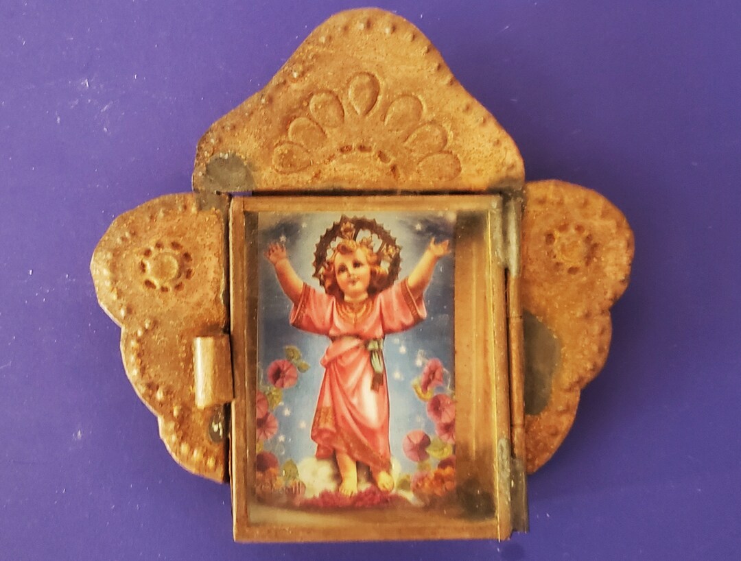 The Beckoning Child Jesus Rustic Mexican Tin Wall Hanging Nicho Folk ...