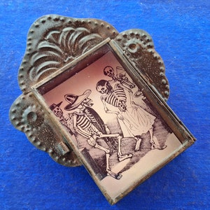 Rustic Mexican Tin Nicho Day of the Dead Mexican Couple Dancing Fiesta ...