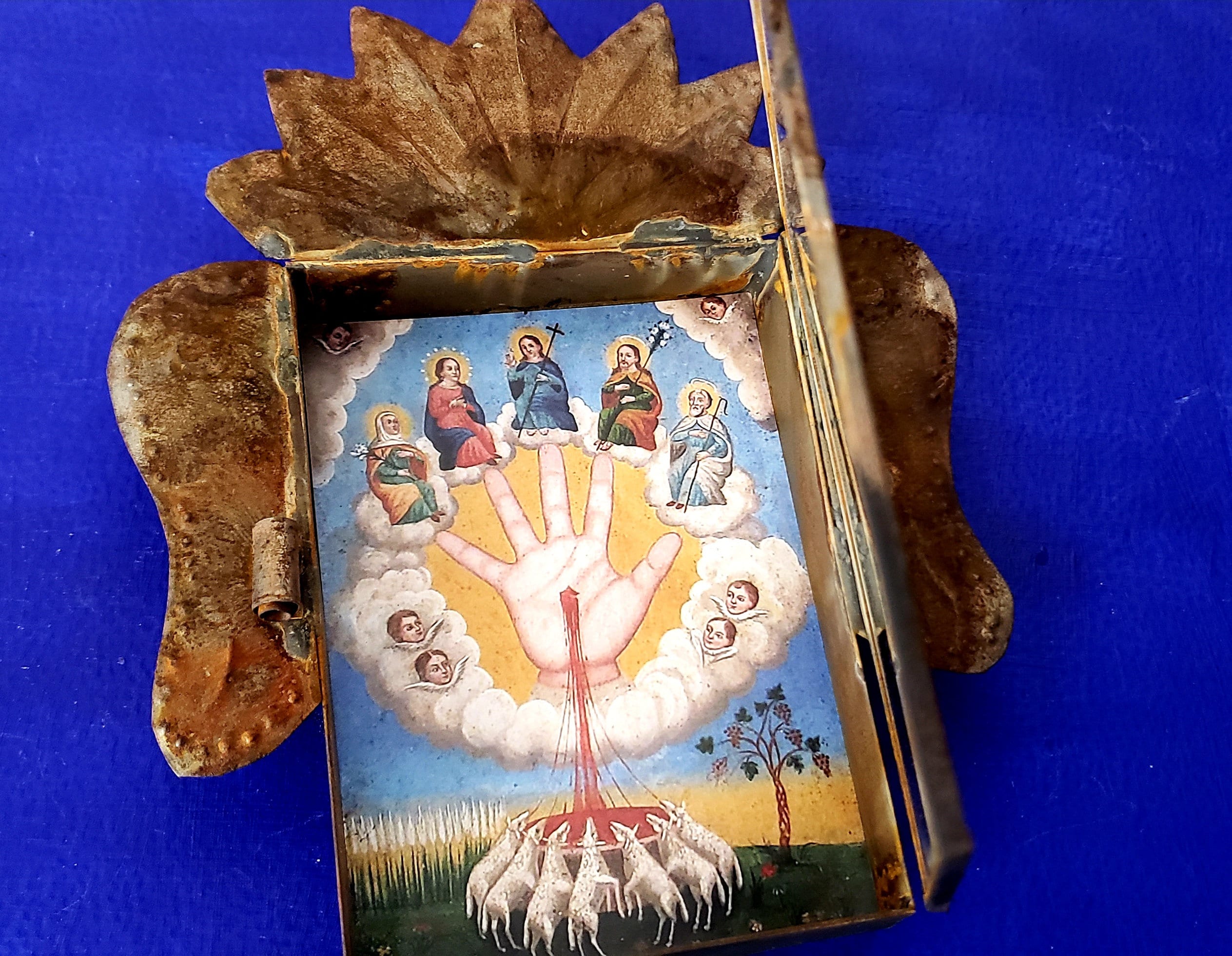 Rustic Mexican Tin Nicho Mano Poderosa Powerful Hand Wall | Etsy