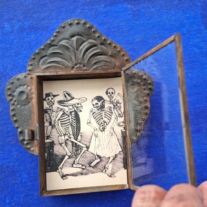Rustic Mexican Tin Nicho Day of the Dead Mexican Couple Dancing Fiesta ...