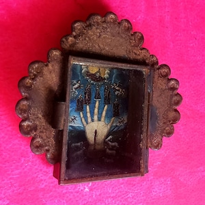 Rustic Mexican Mano Poderosa Tin Wall Hanging Nicho Folk Art Rusty ...