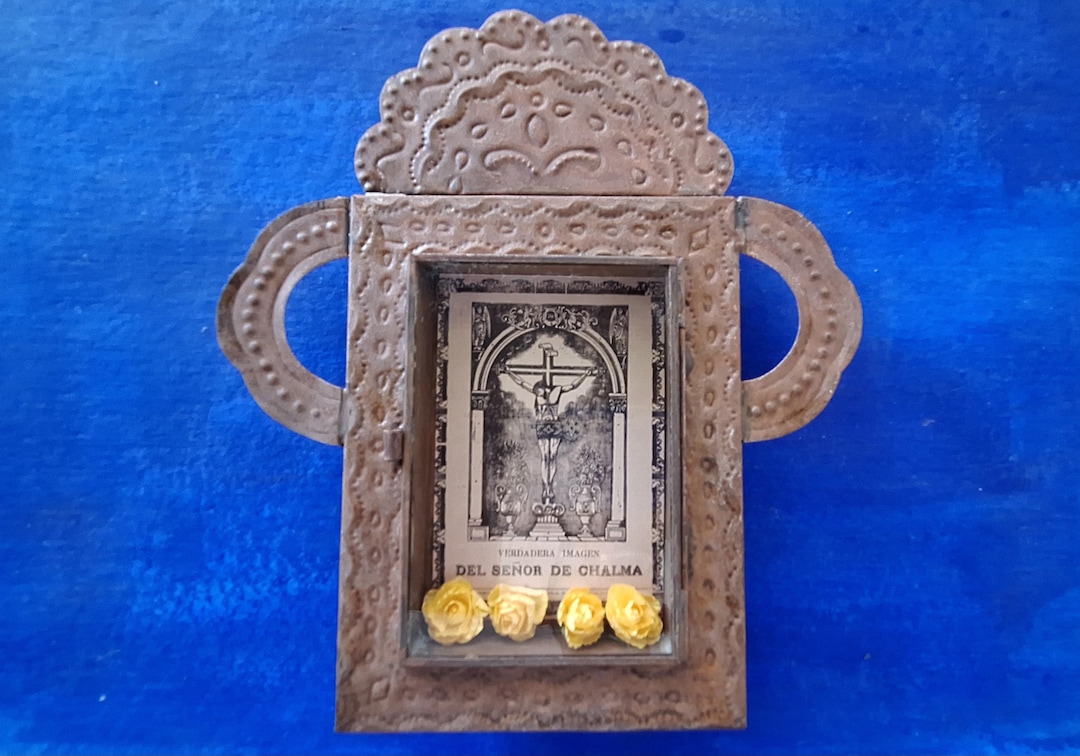 Big Rustic Mexican Tin Nicho Señor De Chalma Pasion of Christ Jesus ...