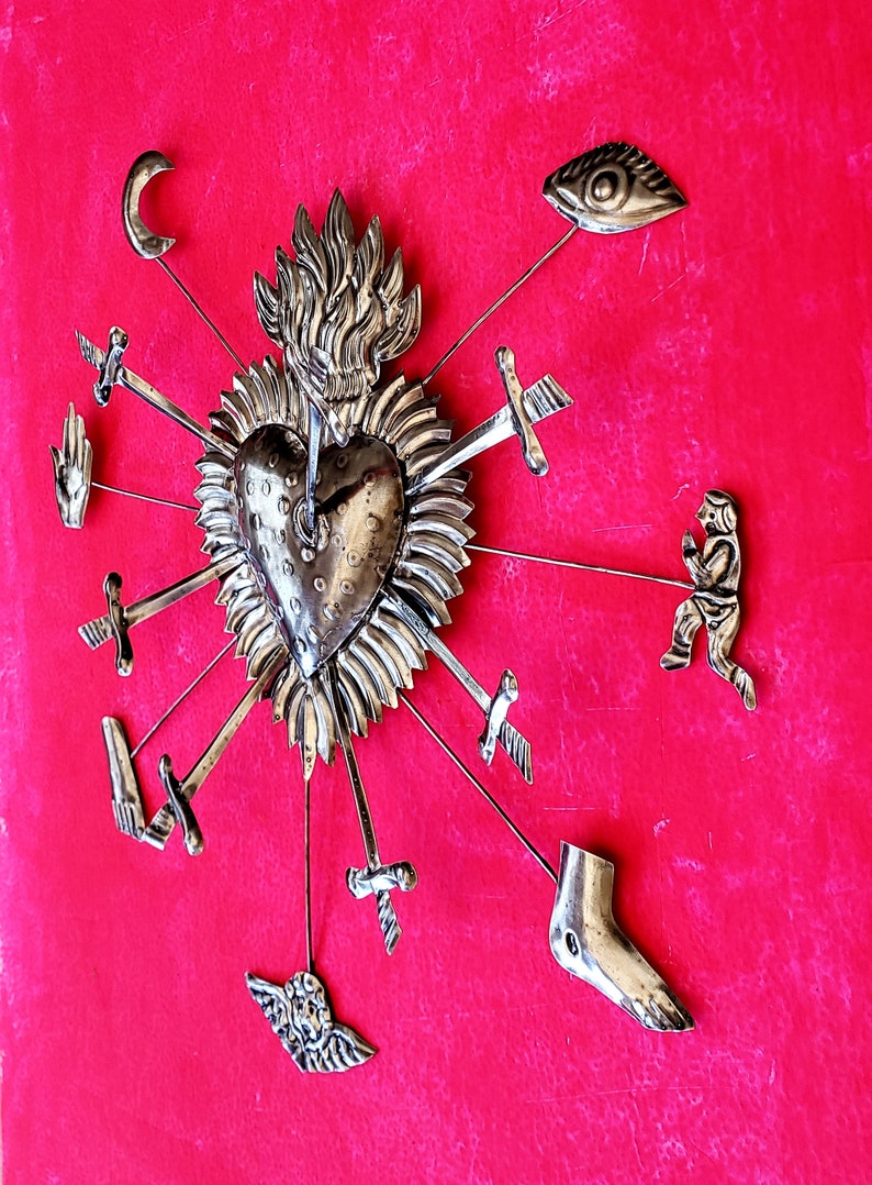 Amazing Sacred Heart Punched Tin Mexican Handmade Folk Art | Etsy