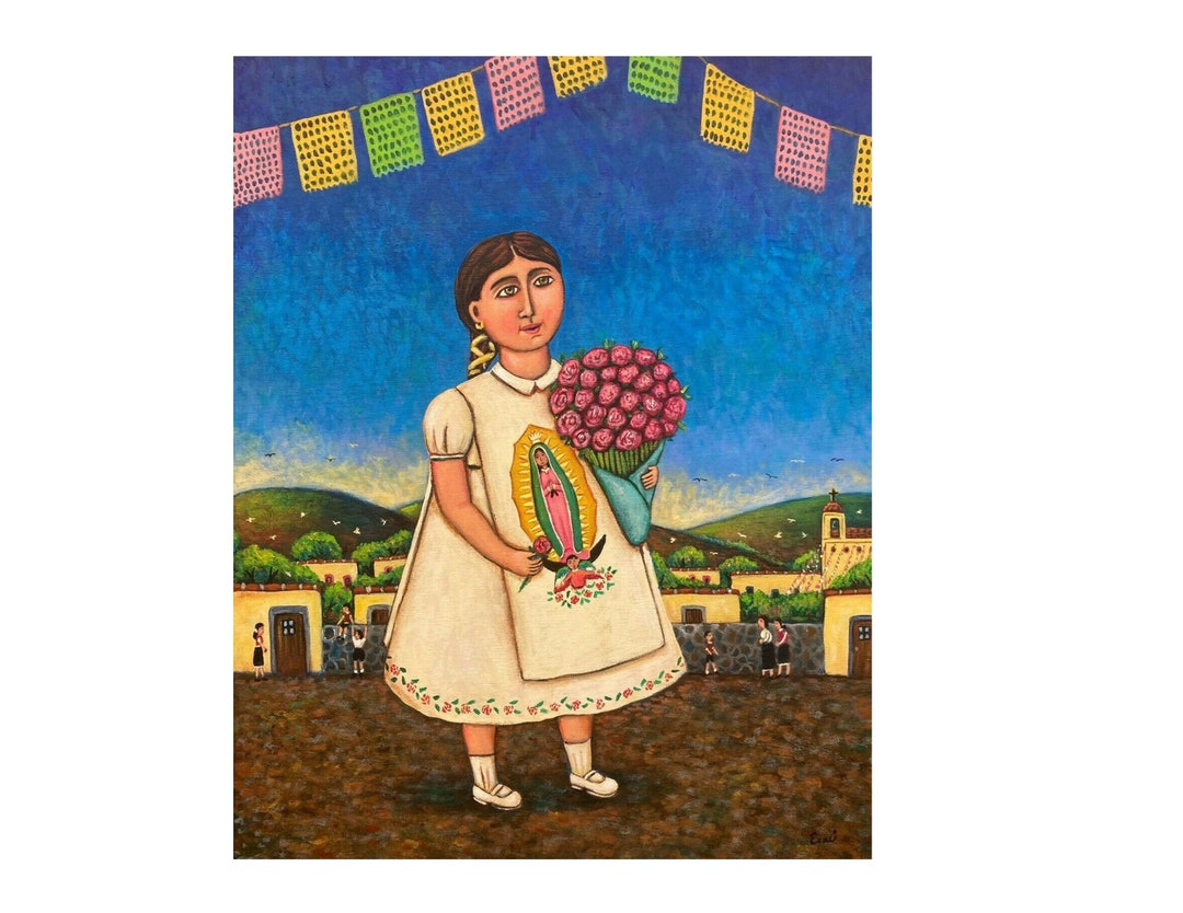 Flowers to Our Lady of Guadalupe Mexican Girl Artist Esau - Etsy
