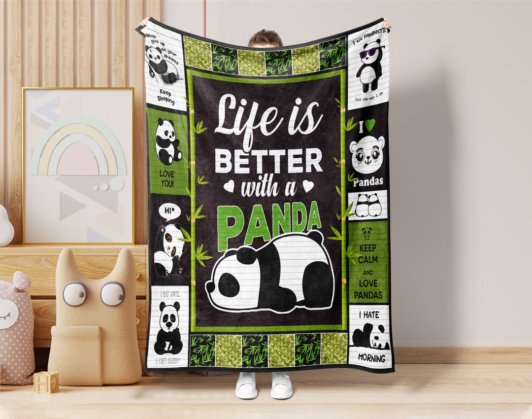 Life is Better With A Panda Blanket, Cute Panda Fleece Sherpa Blanket ...