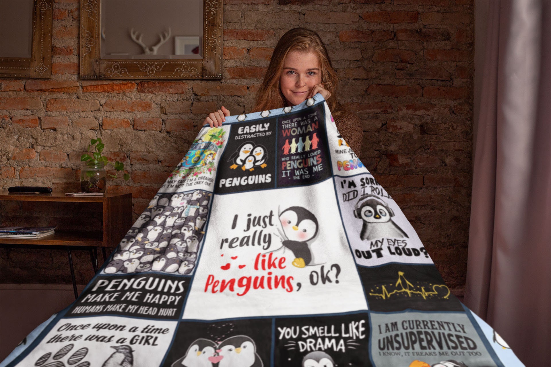 Penguin Blanket, Animal Blanket, Penguin Fleece Sherpa Blanket, Penguin ...