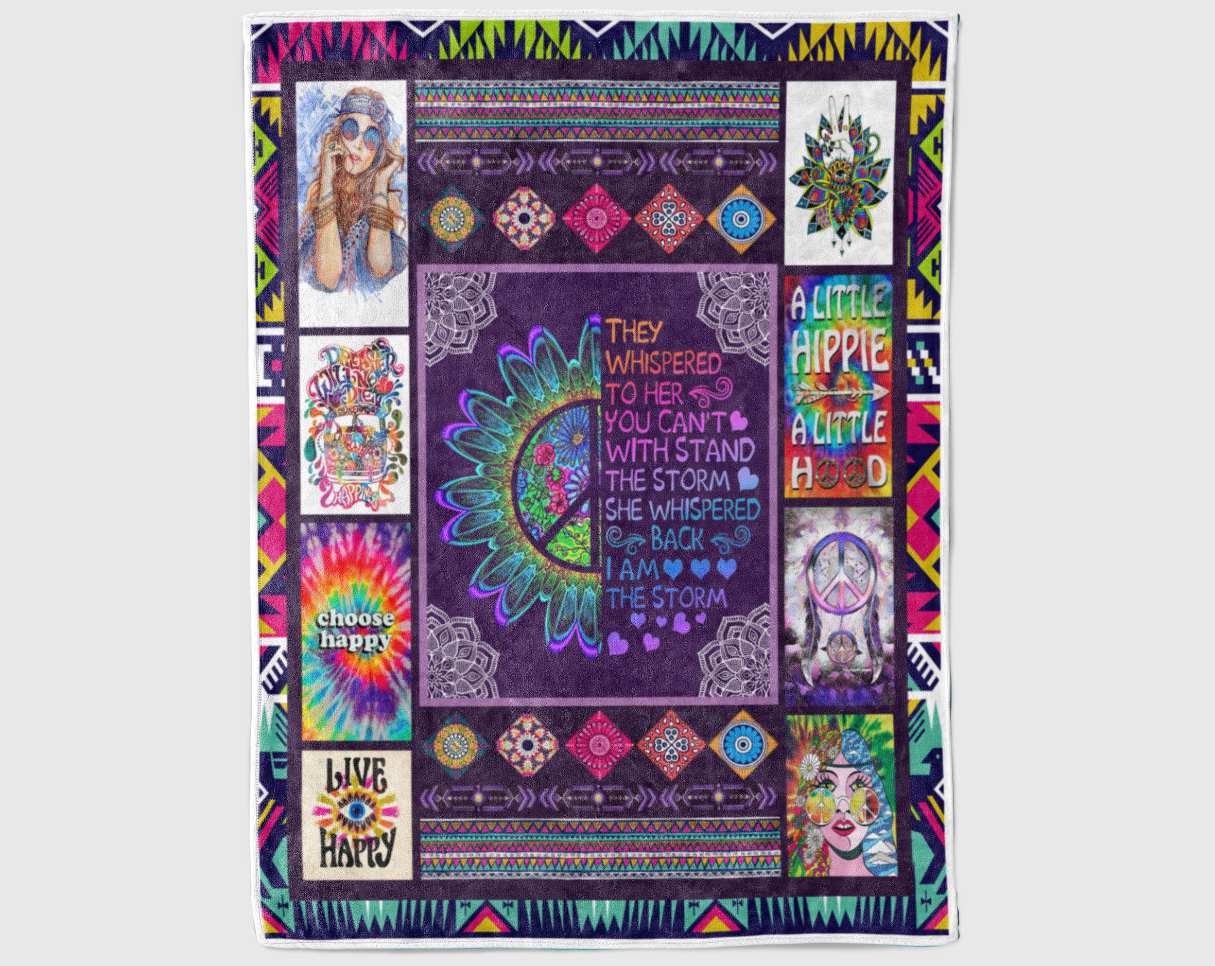 Hippie Girl Blanket, Hippie Fleece Sherpa Blanket, Hippie Van Blanket ...