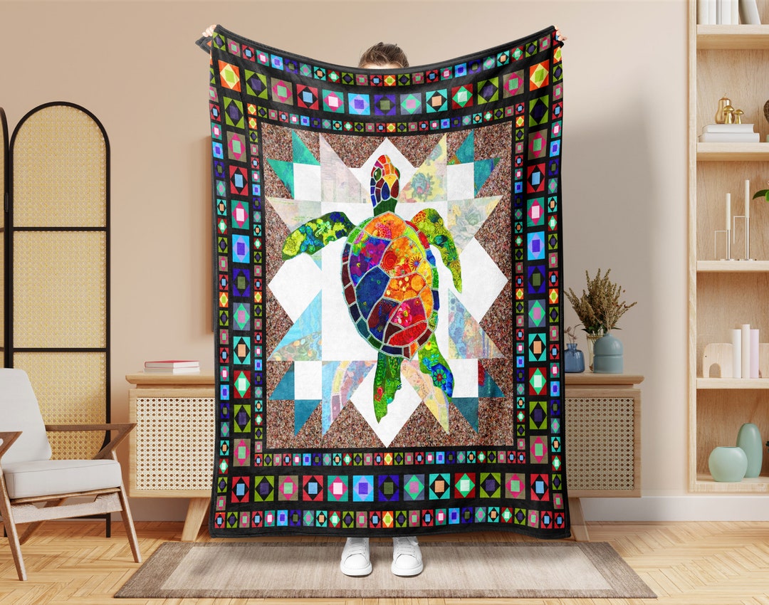 Colorful Sea Turtle Blanket, Sea Animals Blanket, Turtle Blanket ...