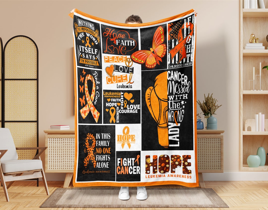 Leukemia Cancer Awareness Blanket, Leukemia Fighter Blanket, Orange ...