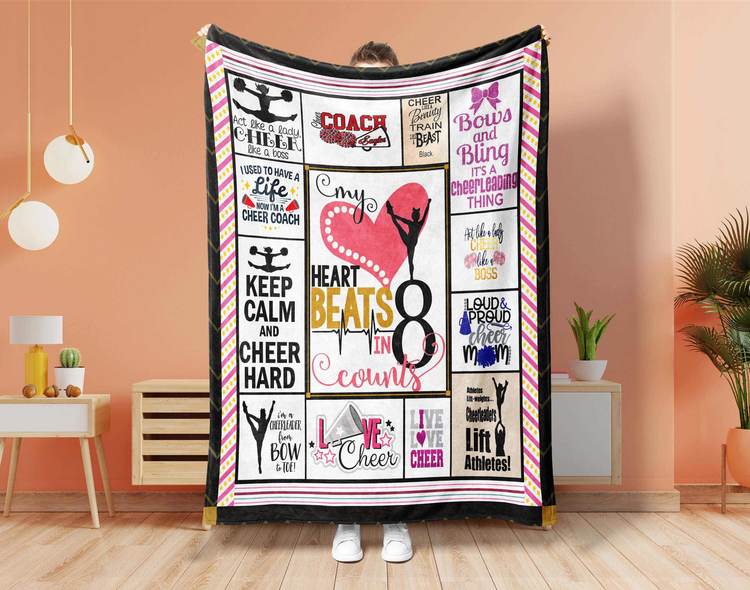 Cheerleading Fleece Sherpa Blanket, Cheerleader Blanket, Cheerleading ...