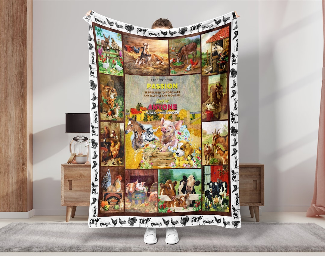 Farm Animals Blanket, Farm Life Blanket, Farmhouse Blanket, Farmer Life ...