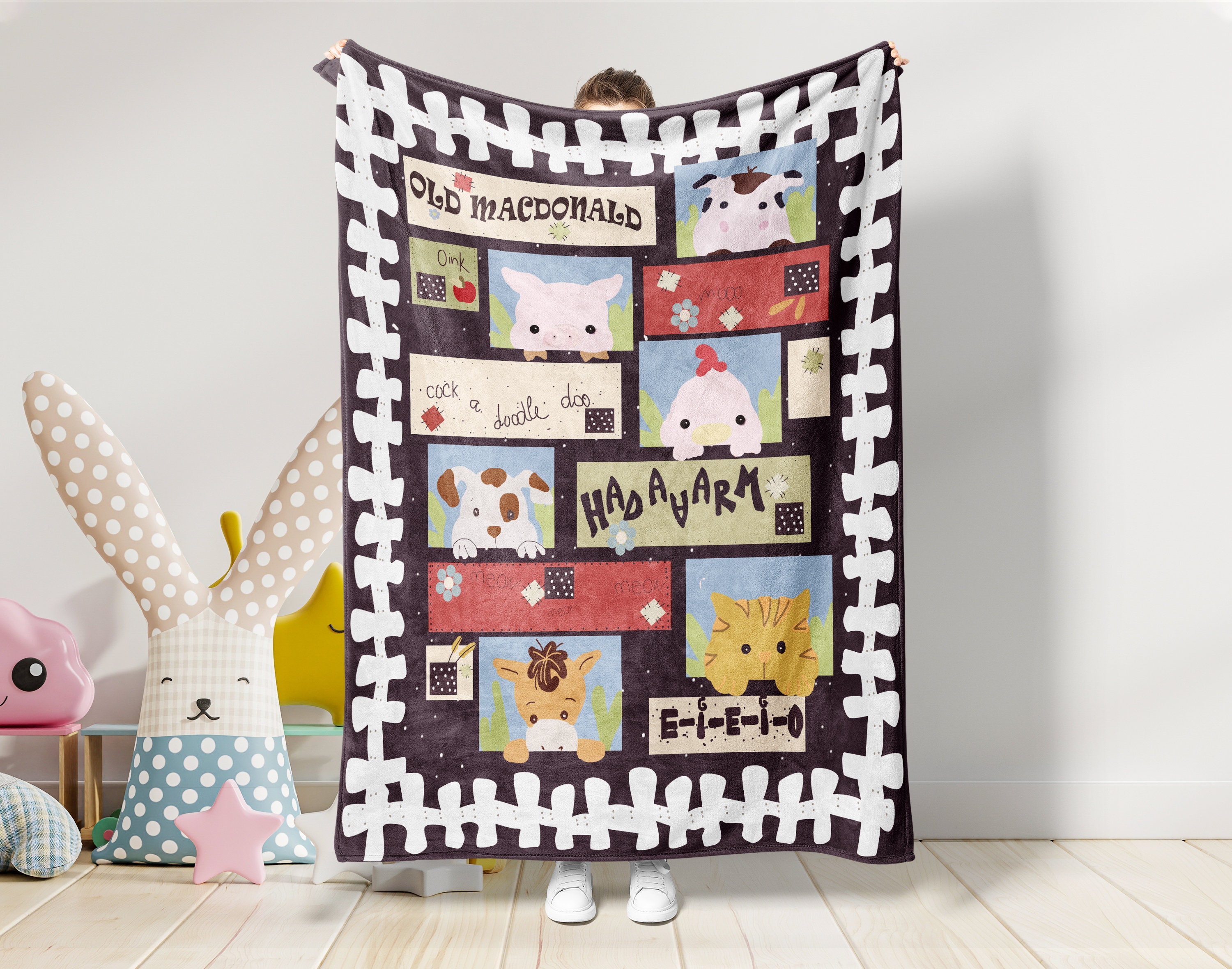 Farm Animals Blanket, Farmhouse Blanket, Farm Life Blanket, Farmer Life ...