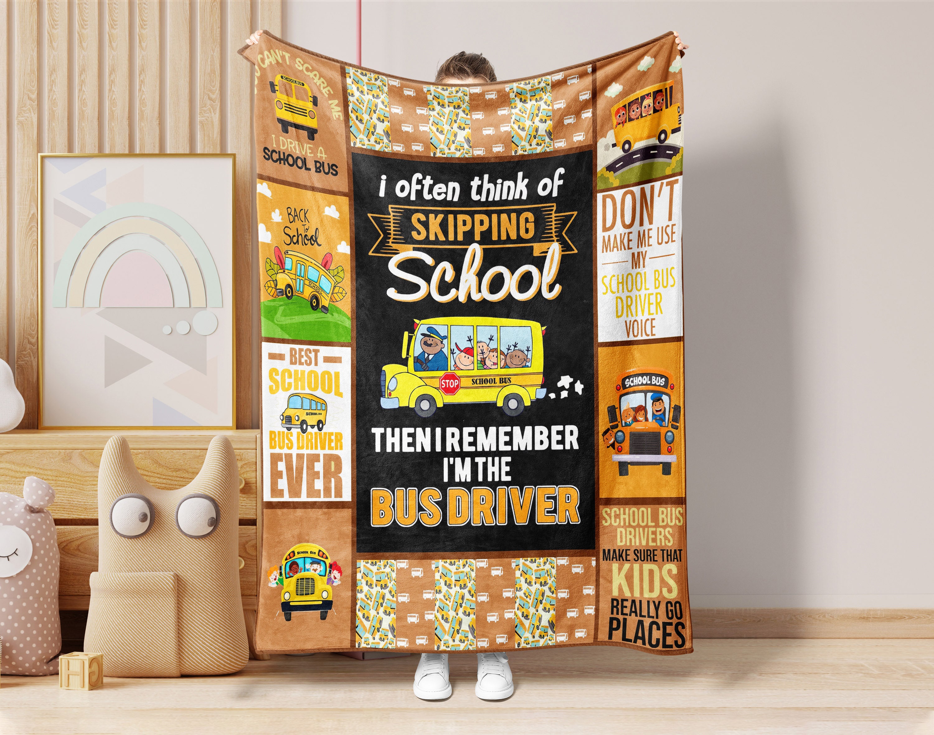 School Bus Driver Blanket Bus Driver Fleece Sherpa Blanket - Etsy