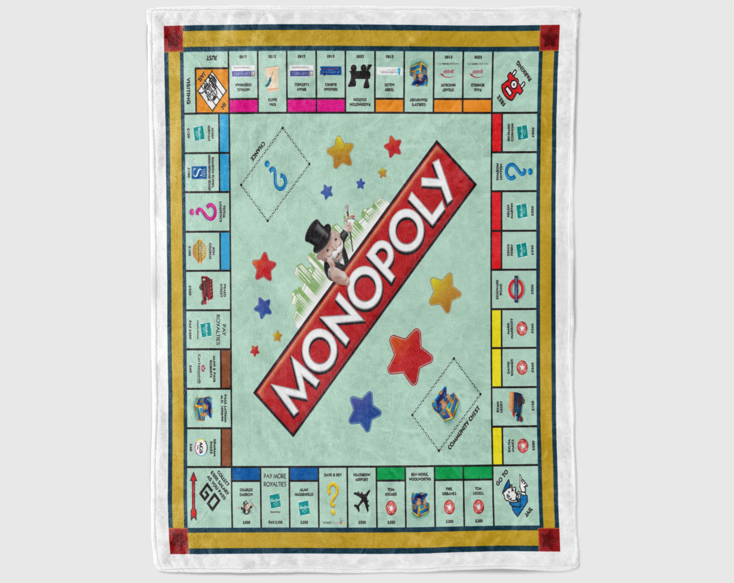 Monopoly Blanket, Board Game Fleece Sherpa Blanket, Mr. Monopoly ...
