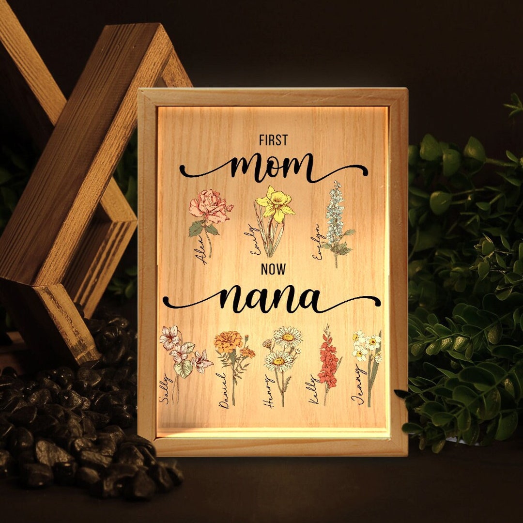 Personalized First Mom Now Grandma Light Box, Grandma's Garden Gift ...