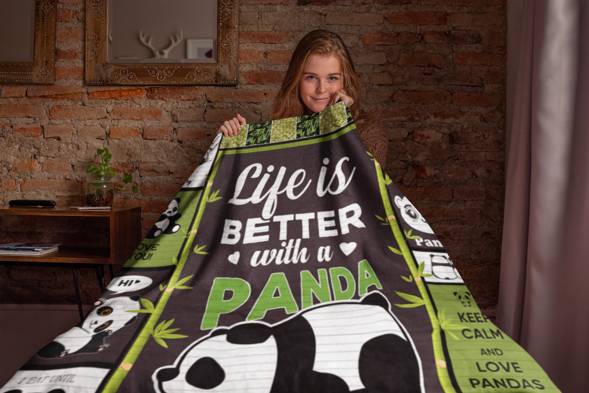 Life is Better With A Panda Blanket, Cute Panda Fleece Sherpa Blanket, Panda Lover Blanket ...