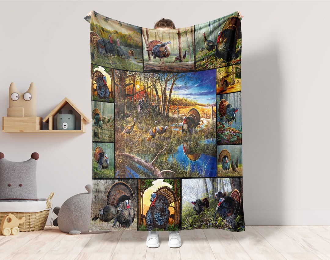 Vintage Turkey Hunting Blanket, Hunting Dad Blanket, Turkey Hunter Dad ...