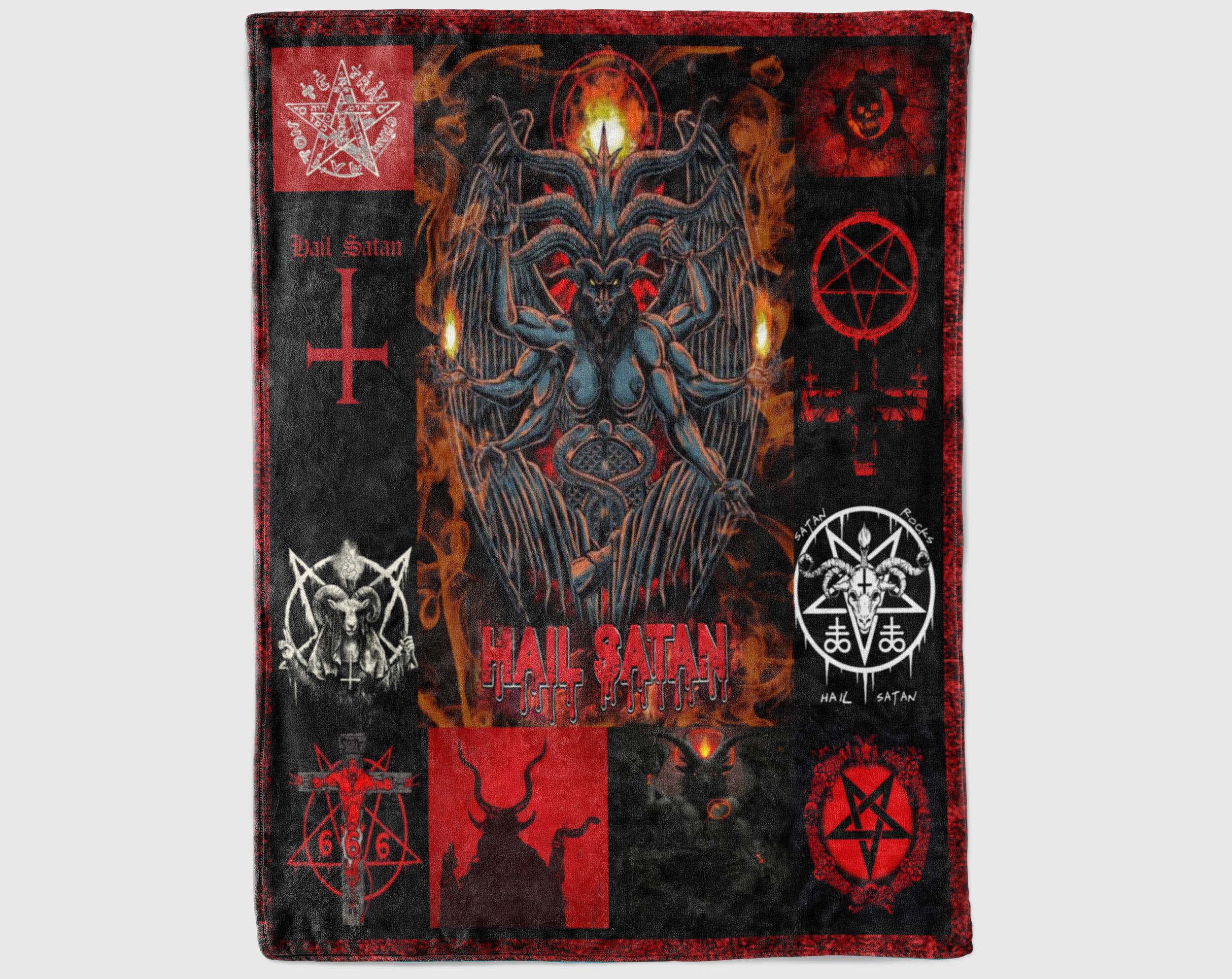 Hail Satan Blanket, Demon Fleece Sherpa Blanket, Hell Devil Blanket, Satanic Spirit Blanket ...